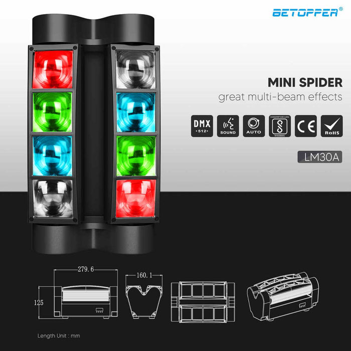 Betopper LM30A 8x3W Mini Spider Moving Head Stage Light