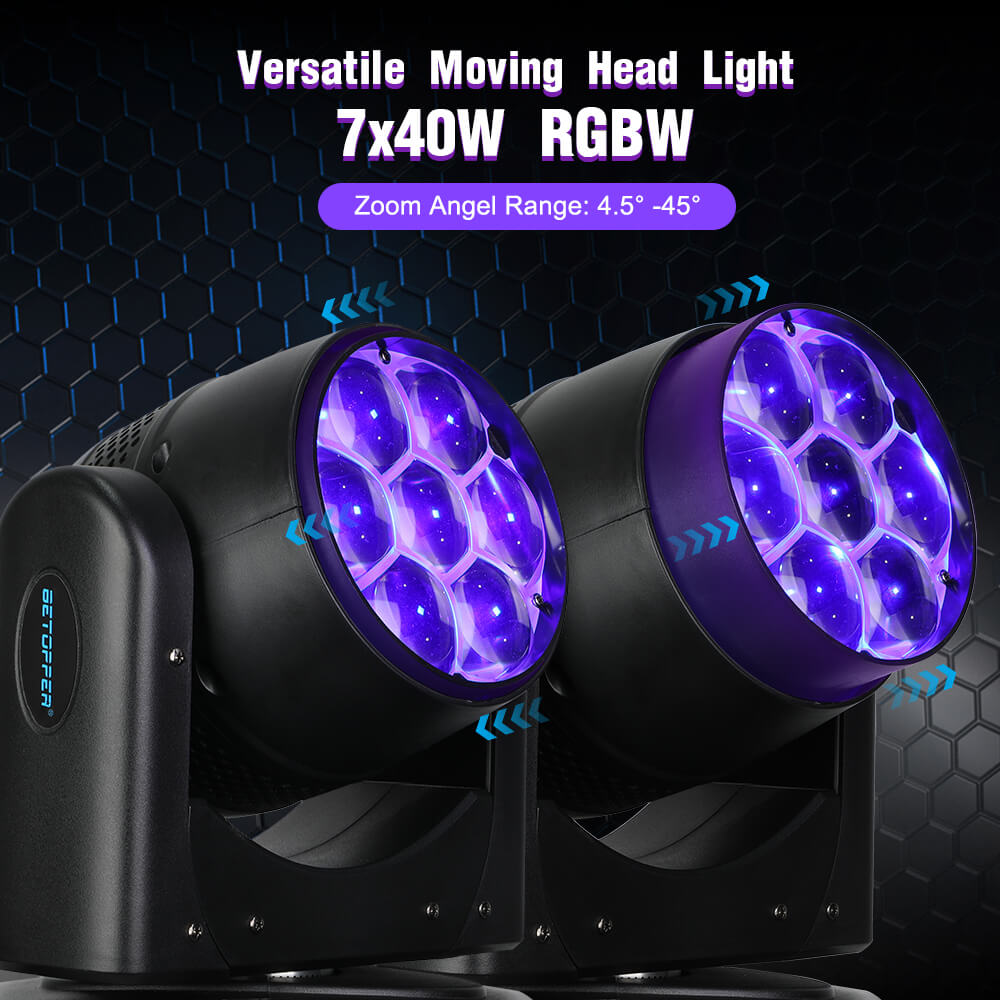 7*40w RGBW 4in1 Wash Zoom Betopper Moving Head Lights