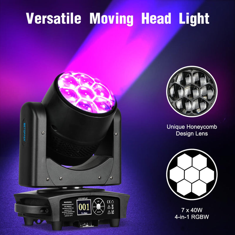 Betopper LM0740 7x40w RGBW Wash Zoom Moving Head Lights (4pcs)
