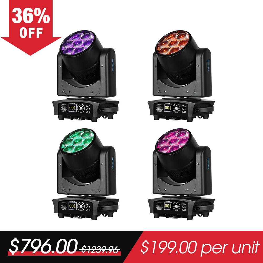 Betopper LM0740 7x40w RGBW Wash Zoom Moving Head Lights (4pcs)