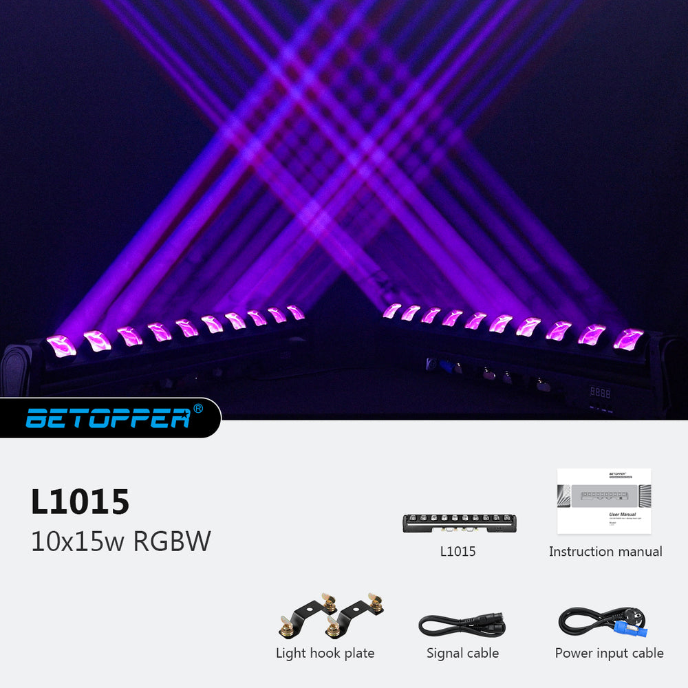 Betopper L1015 10x15w RGBW Moving Beam LED Light Bar